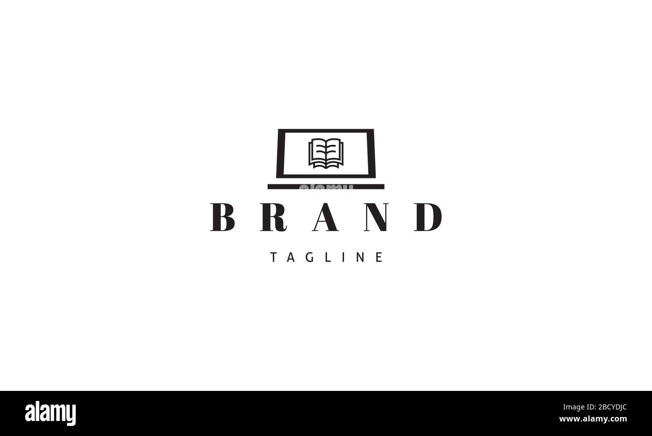 Vector logo on which an abstract image of an open laptop on the screen ...