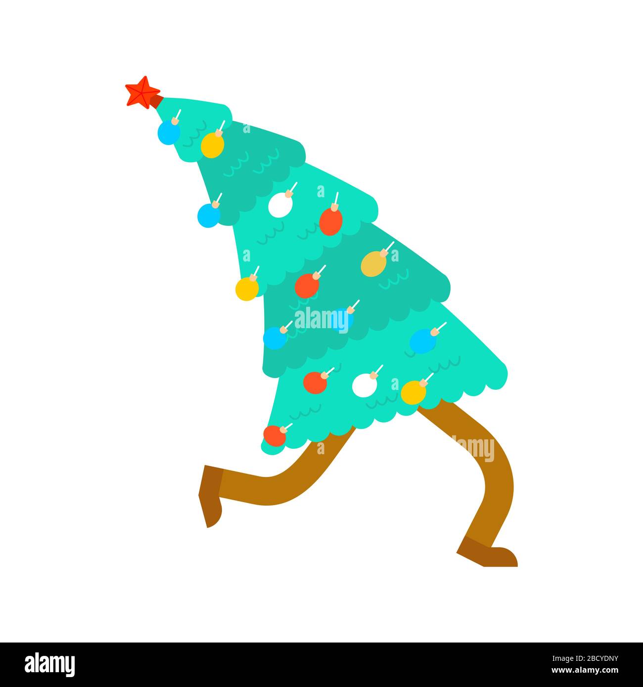 Running Christmas tree isolated. Xmas and New Year Vector Illustration ...
