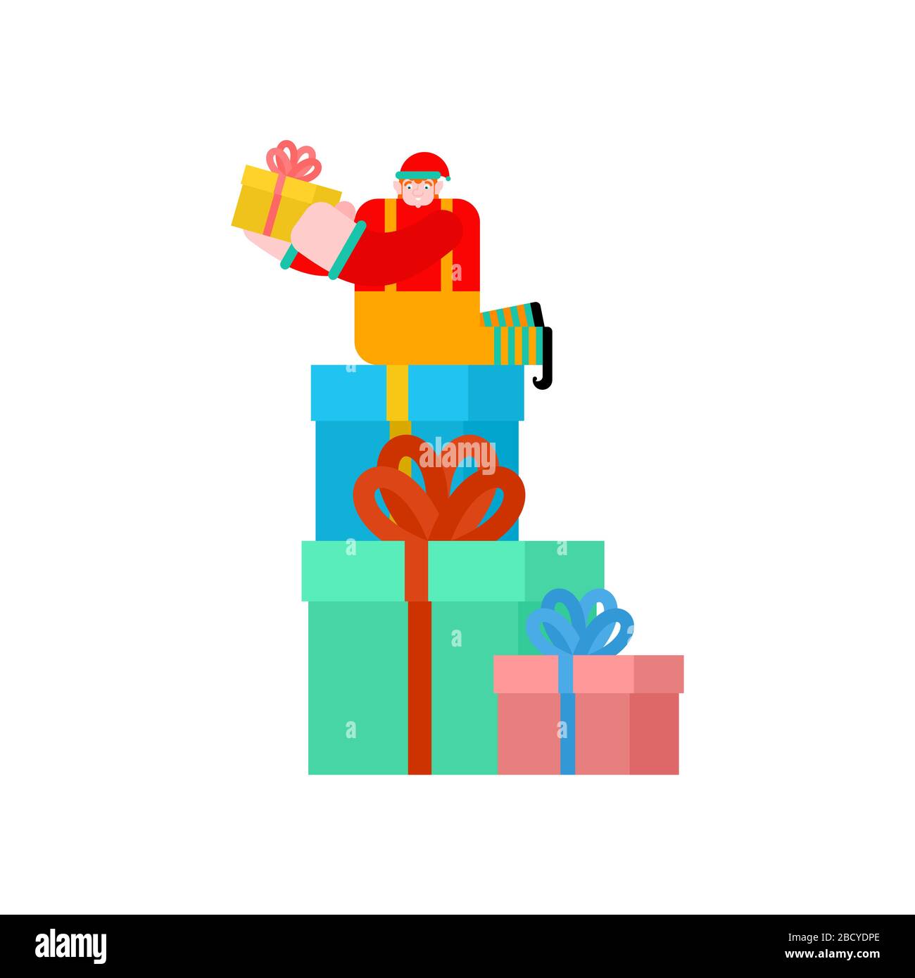 Elf Santa isolated. Little Christmas Helper. Xmas and New Year Vector ...