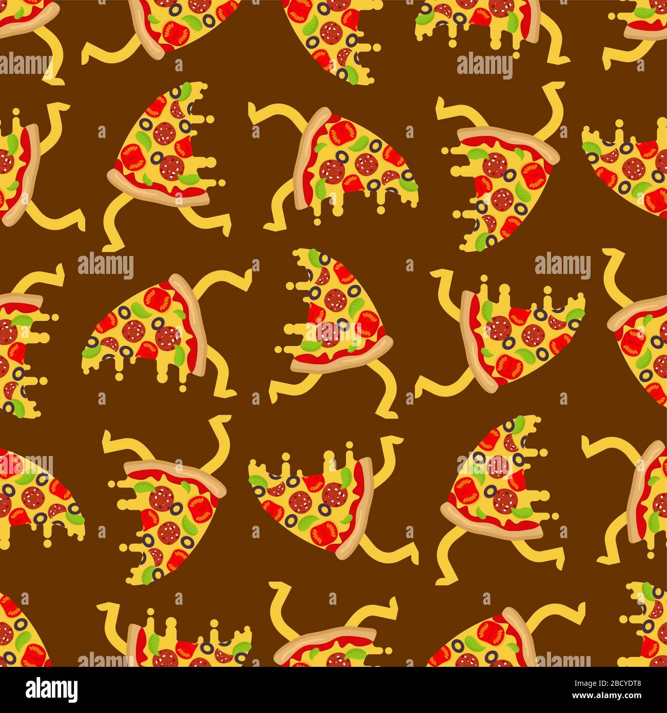 Pizza run pattern seamless. slice of pizza running background Stock ...