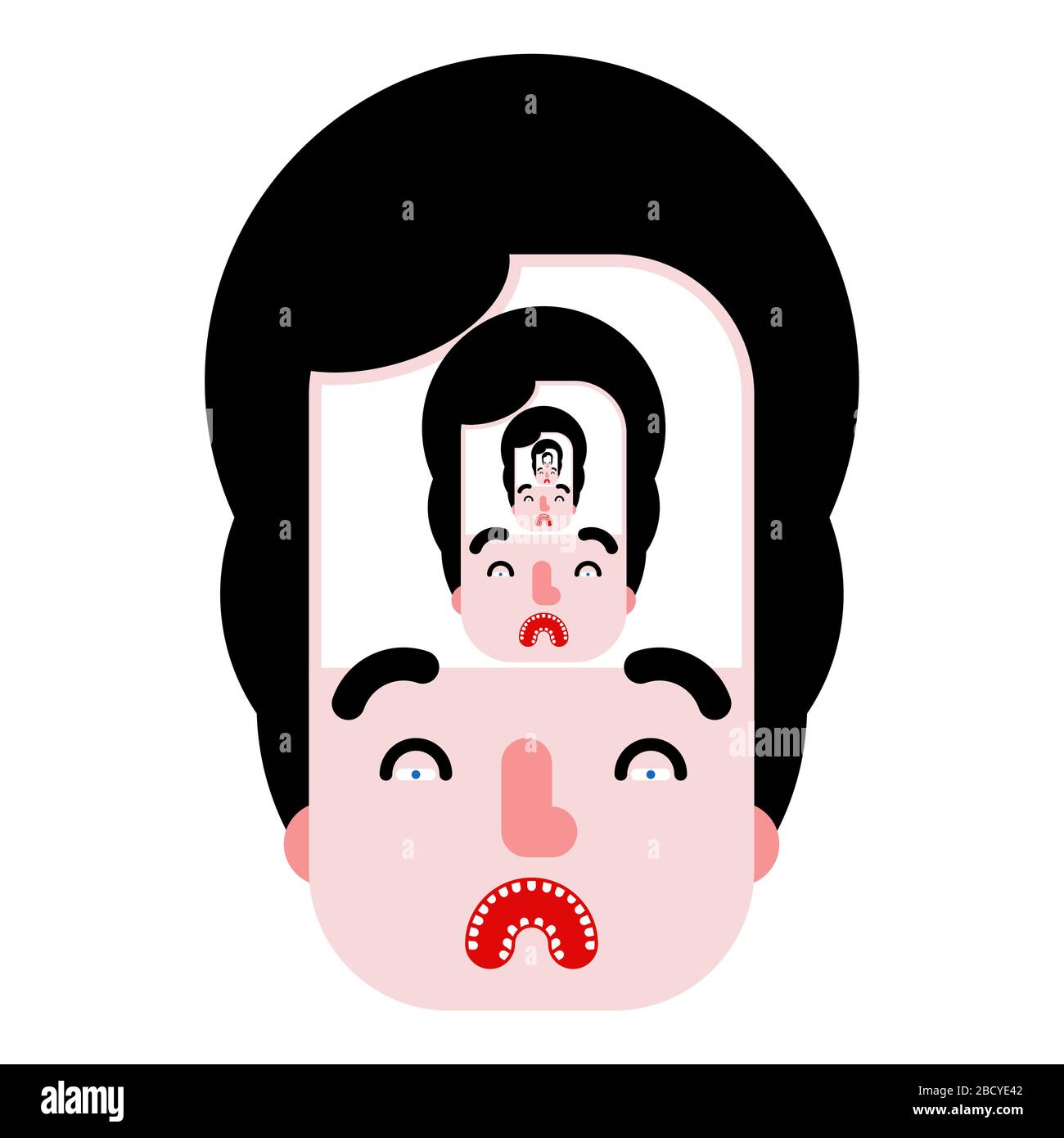 Soul-searching concept. Man in Man Recursion. vector illustration Stock ...