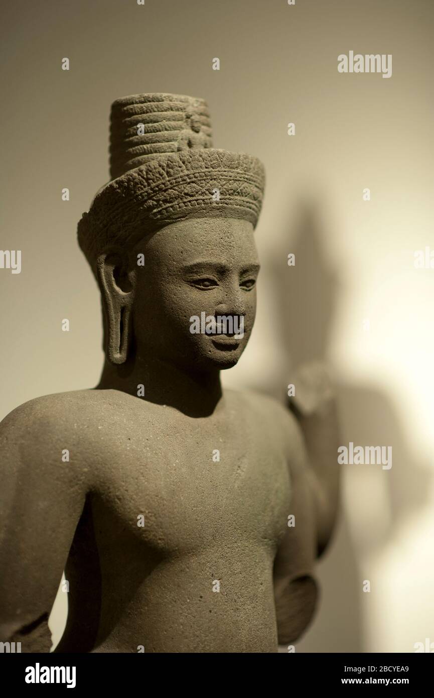 Statue of Bodhisattva Lokesvara from Angkor Wat in Cambodia, Guimet ...