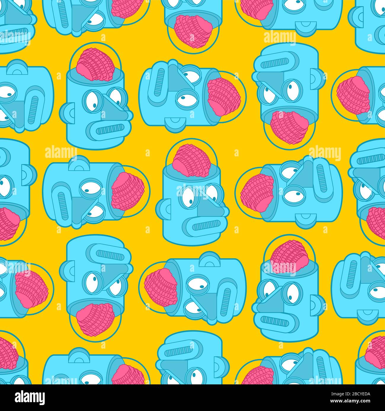 Artificial Intelligence pattern seamless. Robot with brain background ...