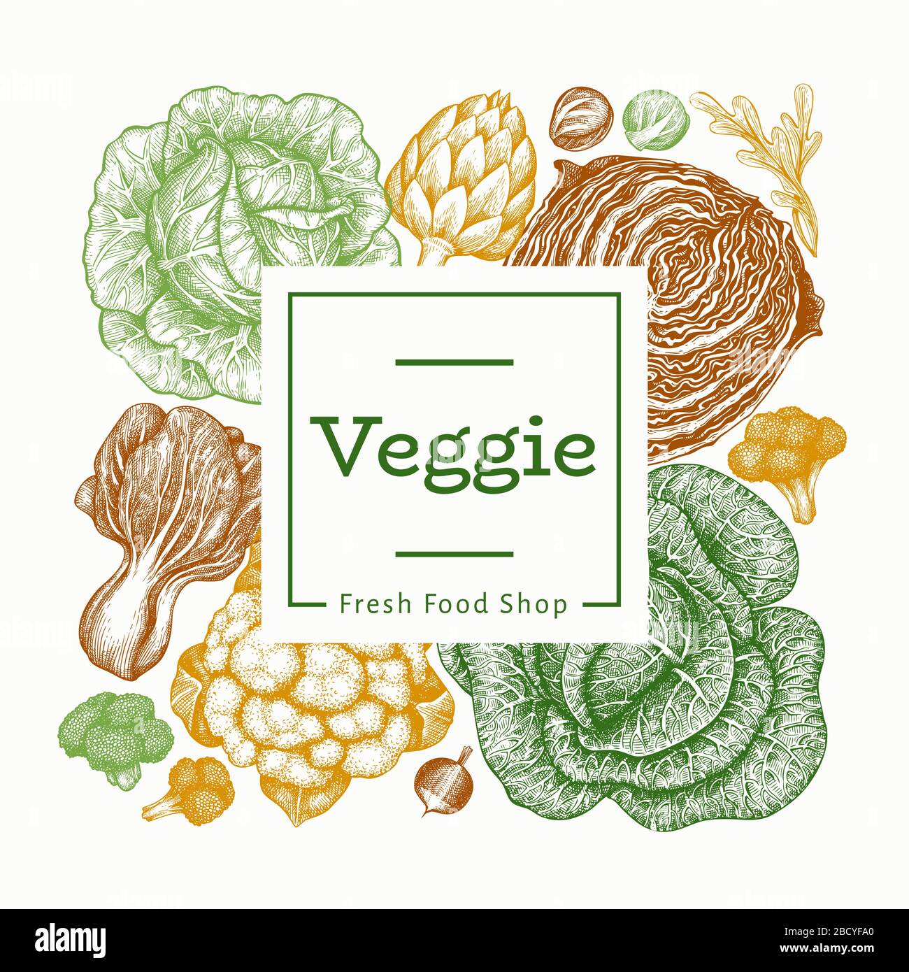 Hand drawn sketch vegetables design. Organic fresh food vector banner ...