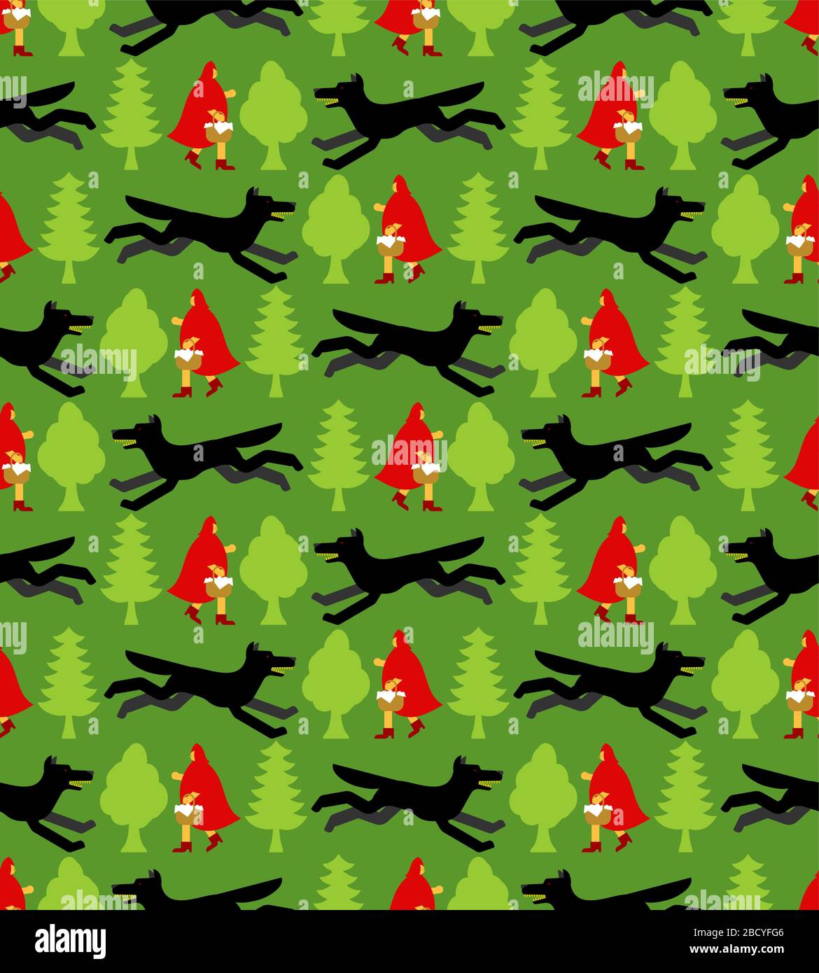 Little Red Riding Hood and Wolf pattern seamless. Children texture ...