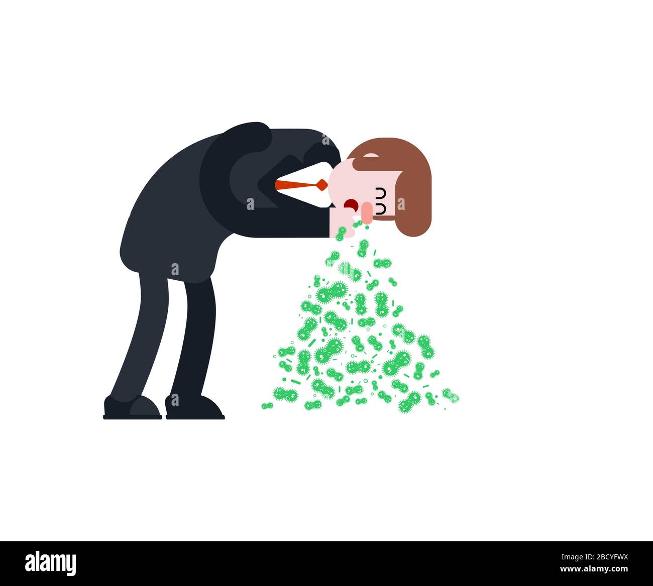 Man coughs with virus. Infected person. Coronavirus infection. epidemic ...