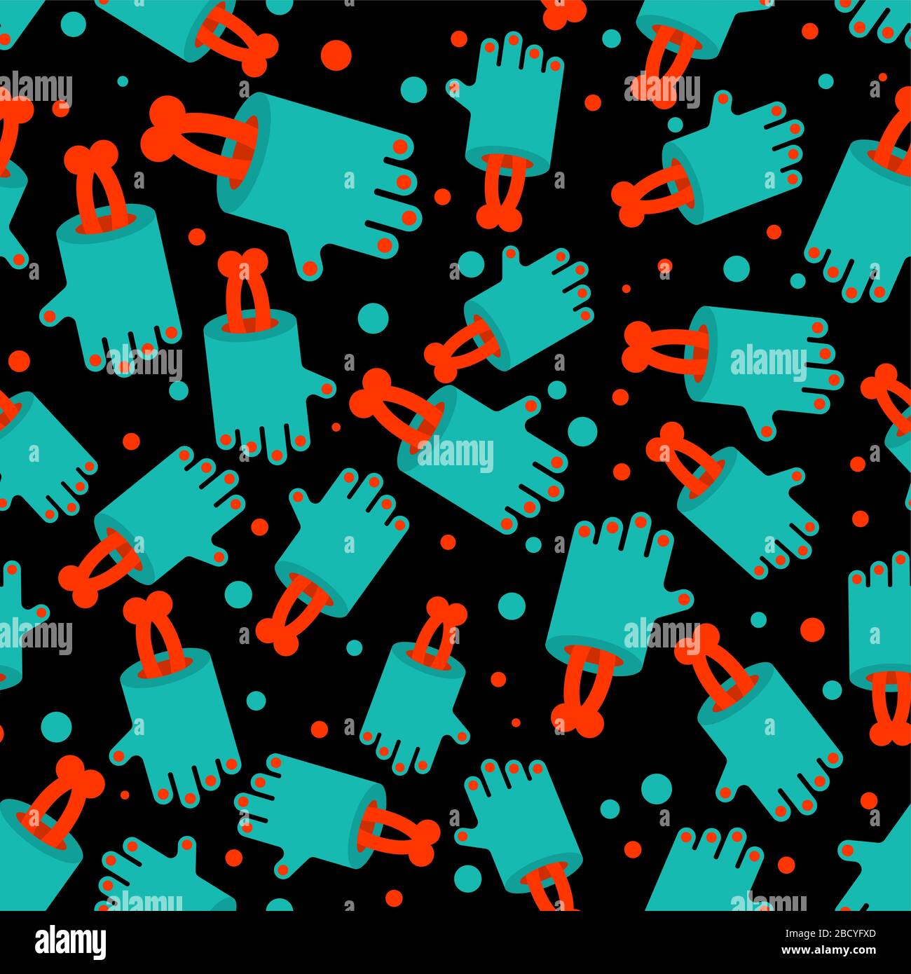 Zombie hand and bone pattern seamless. green arm of dead man background ...