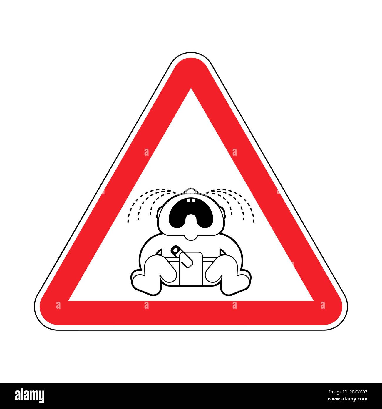 Attention Crying baby. Warning red road sign. Caution Childrens tantrum ...