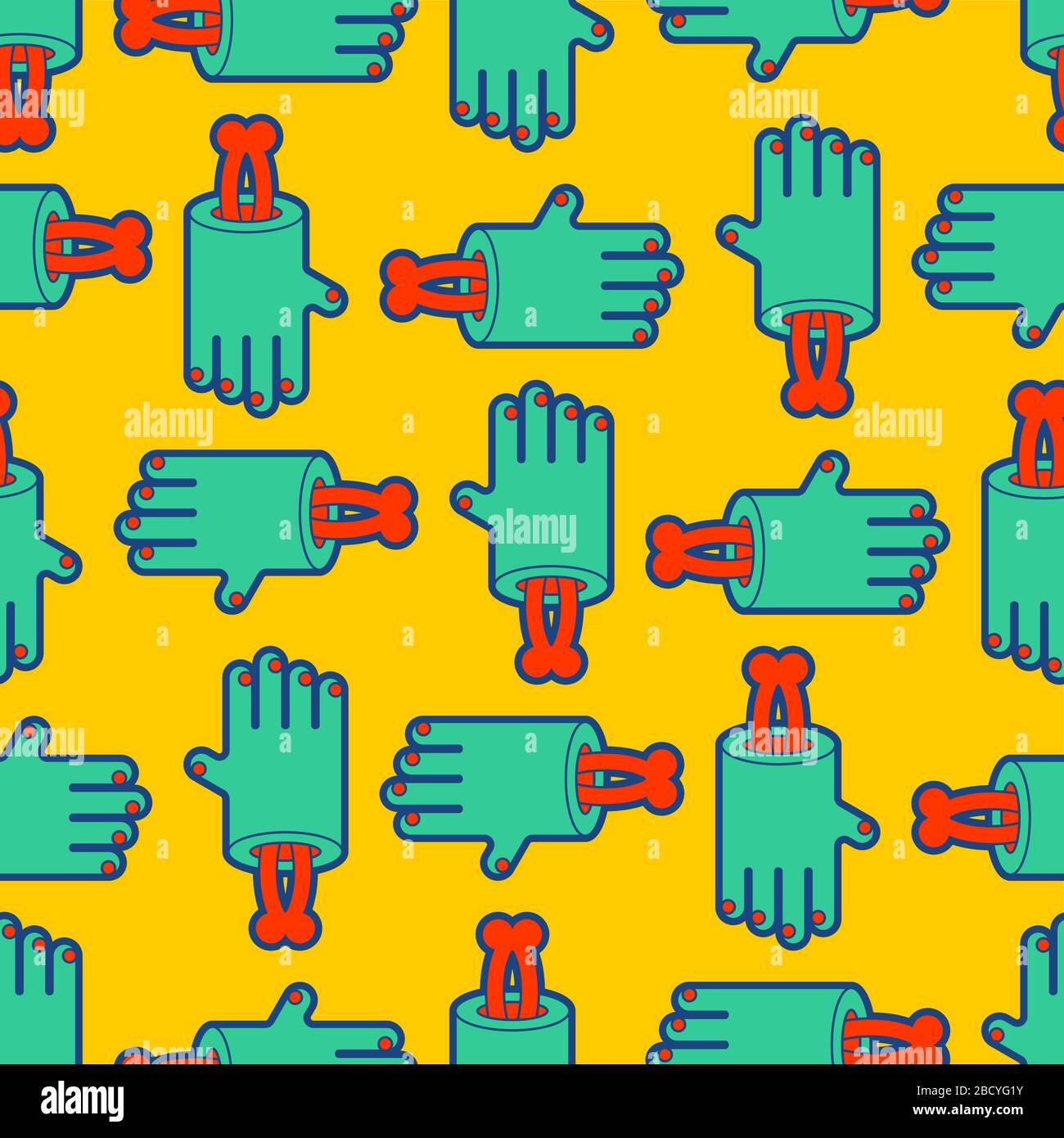 Zombie hand and bone pattern seamless. green arm of dead man background ...