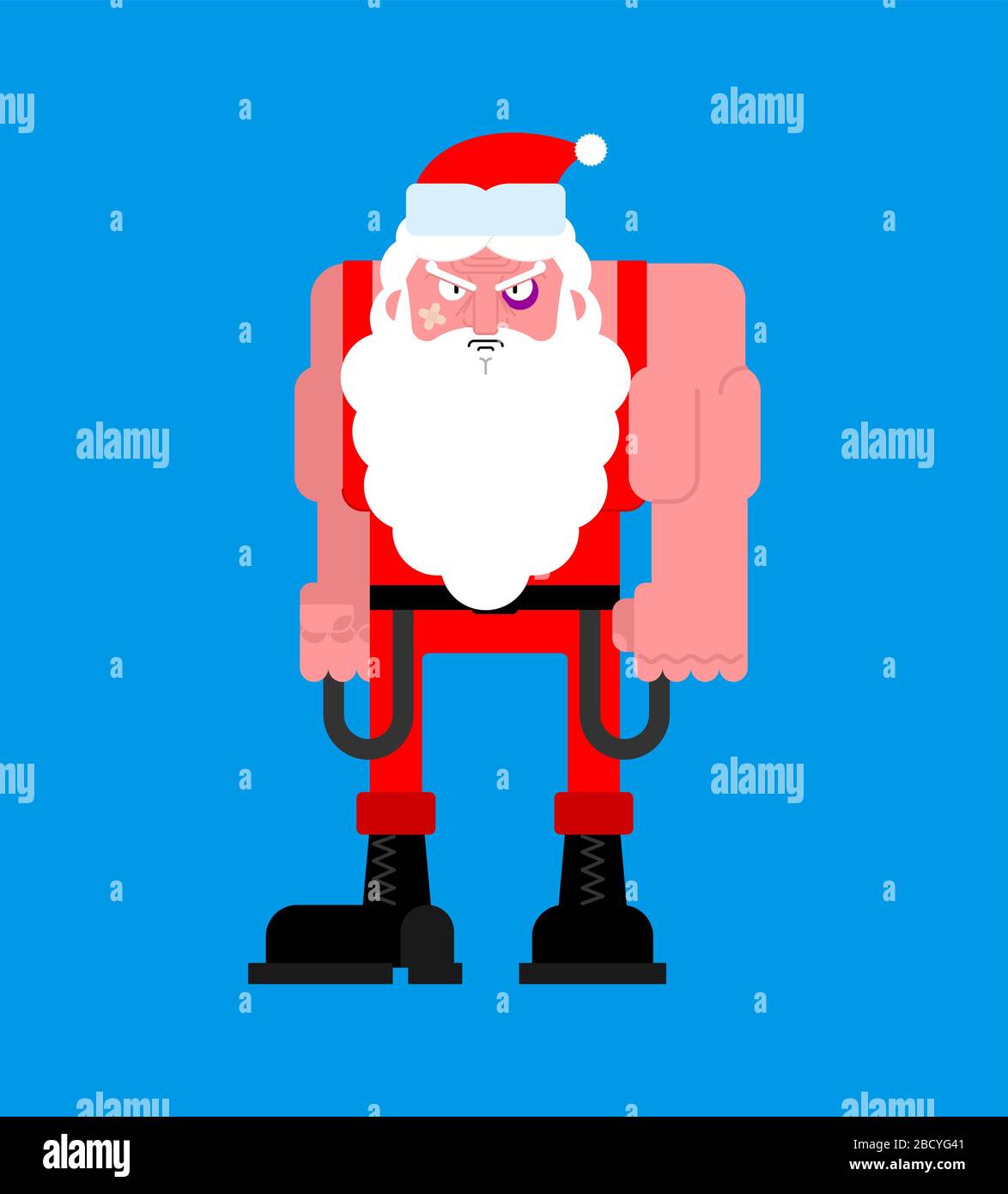 Hooligan angry Santa. bully Claus. ruffian Christmas grandfather. New ...