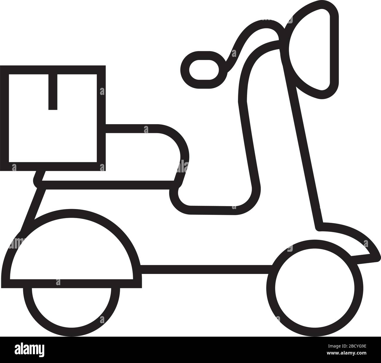 motorcycle vehicle with box delivery line style Stock Vector Image ...