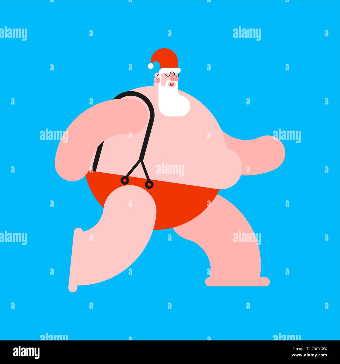 Santa is running. Christmas and New Year. vector illustration Stock ...