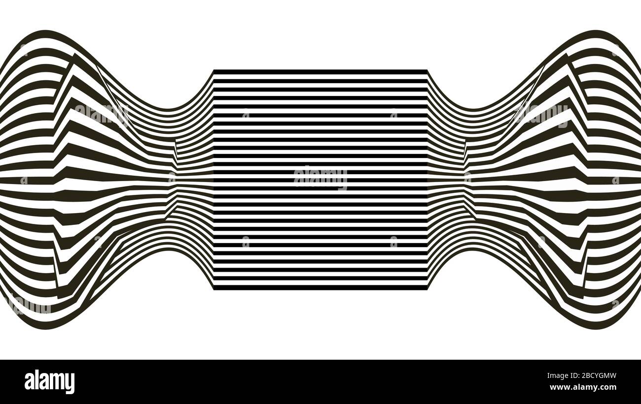 Line waves illusion optical. Black and white seamless horisontal ...