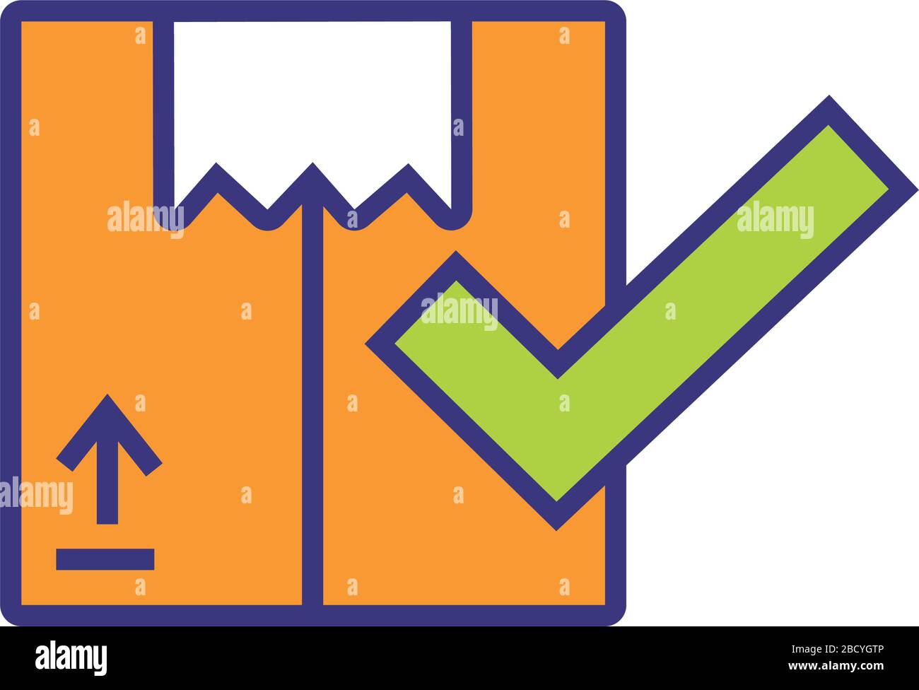 box carton with check symbol line and fill style Stock Vector Image ...