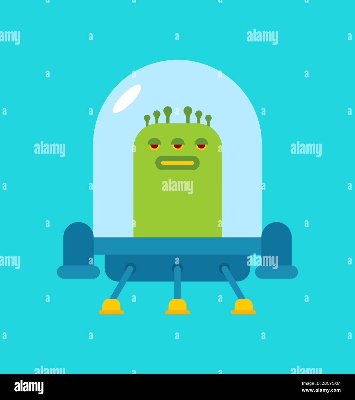 Alien in ufo cartoon isolated. vector illustration Stock Vector Image ...