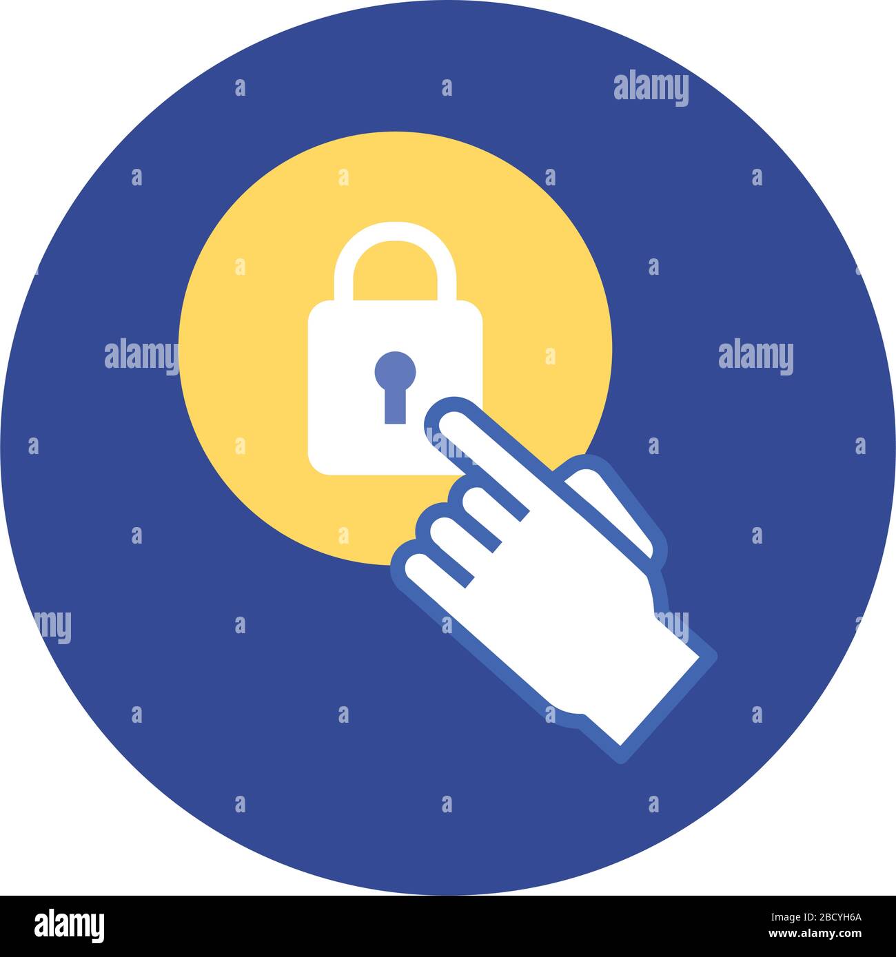 padlock with hand mouse cursor block and flat style Stock Vector Image ...
