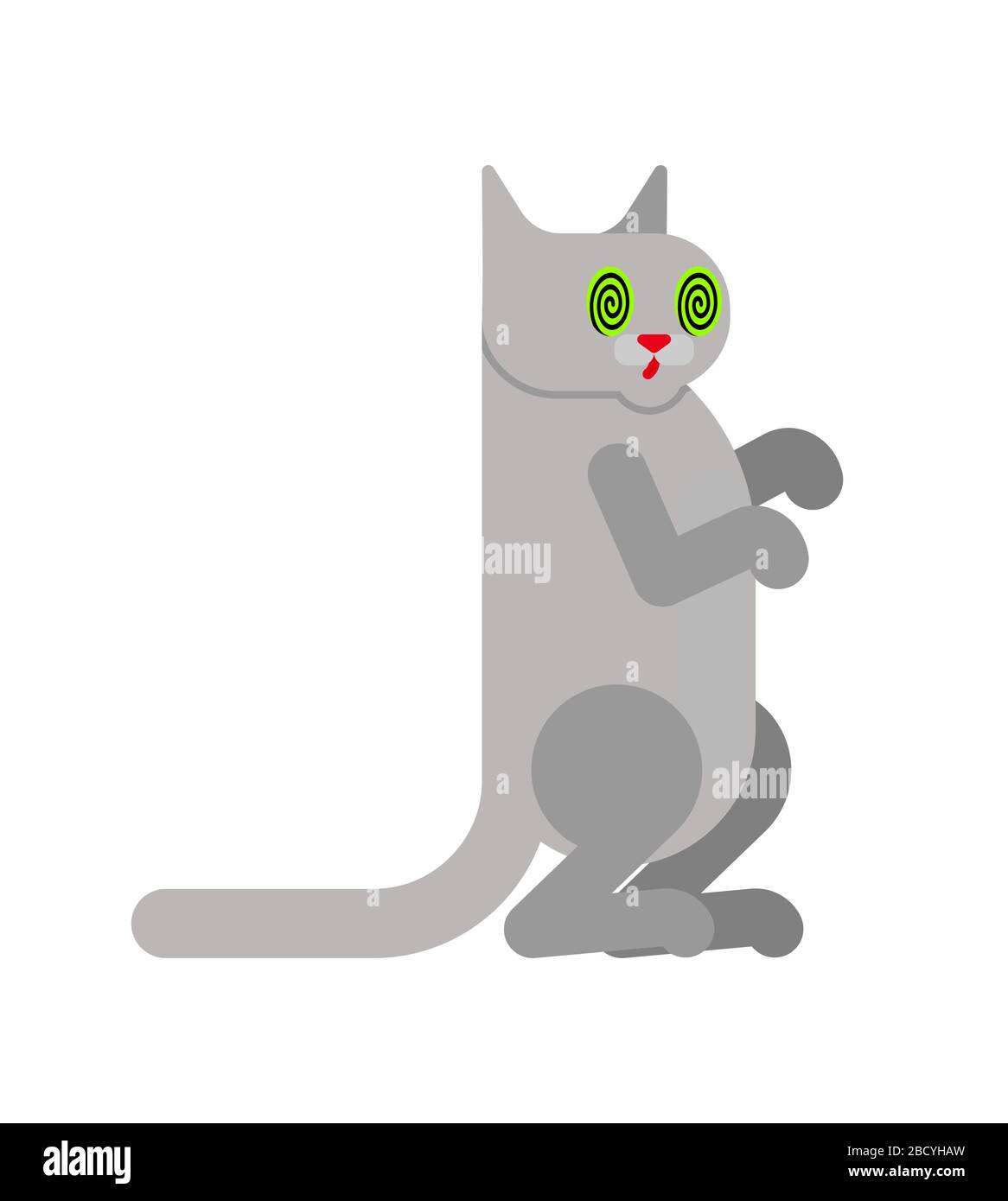 Hypnotized cat Isolated. Eyes were spiraling. vector illustration Stock ...