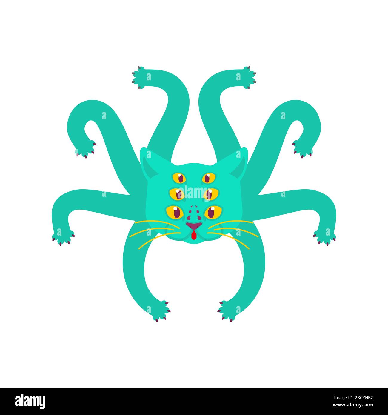 Cat Octopus monster. Ufo pet With Tentacles Stock Vector Image & Art ...
