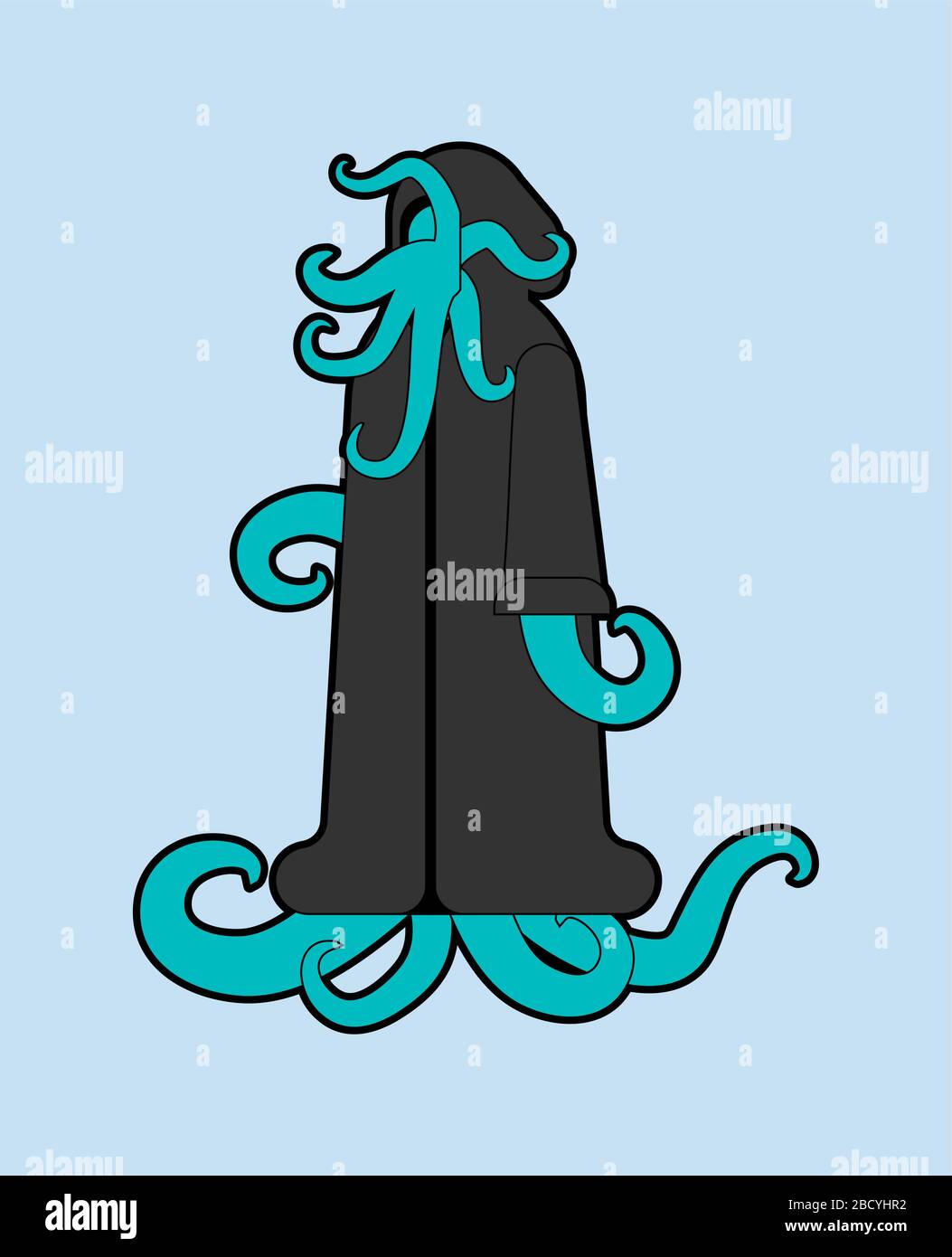 Cult Cthulhu follower. Monk octopus with tentacles and in cassock Stock ...