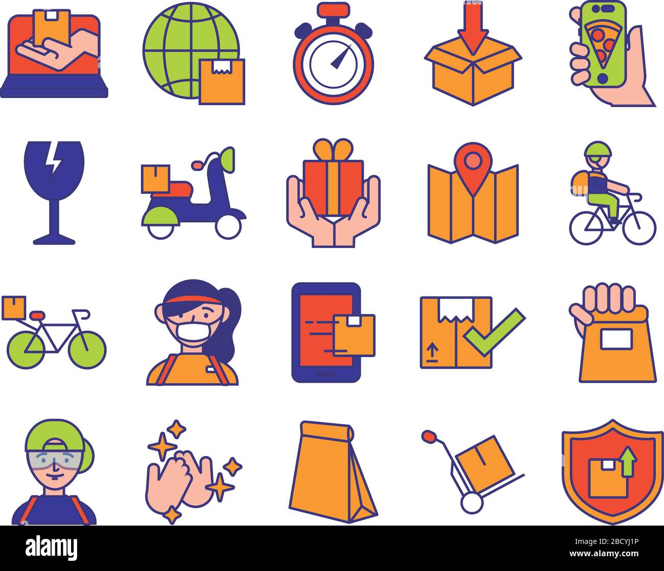 bundle of delivery service icons Stock Vector Image & Art - Alamy