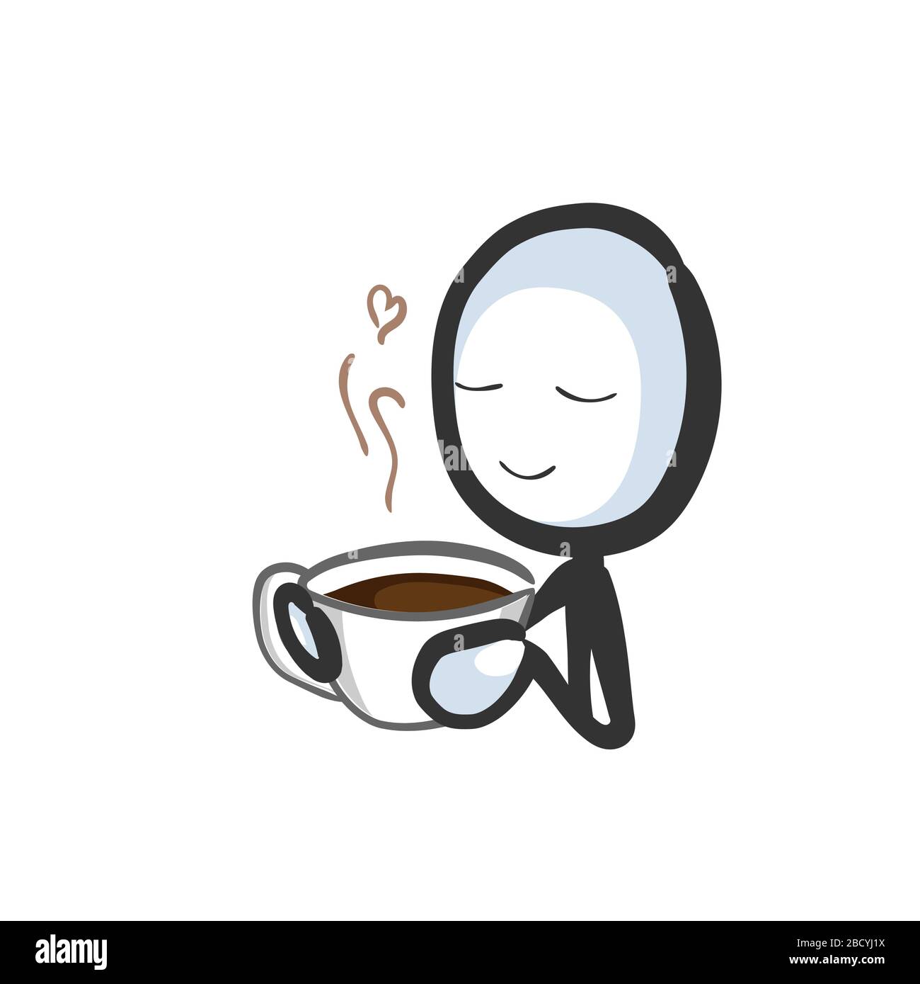 Drinking cup of coffee. Enjoying hot morning drink. Nice coffee aroma ...