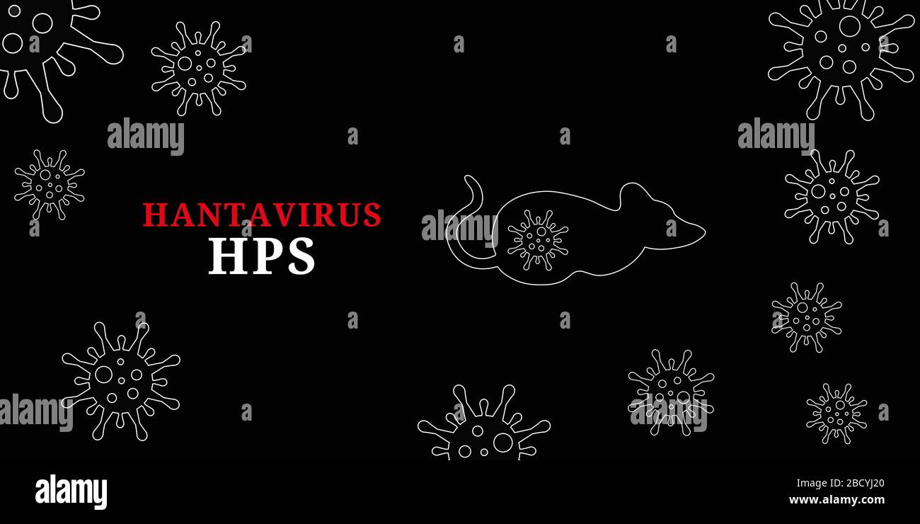 Abstract model of new hantavirus with title. Text and objects isolated ...