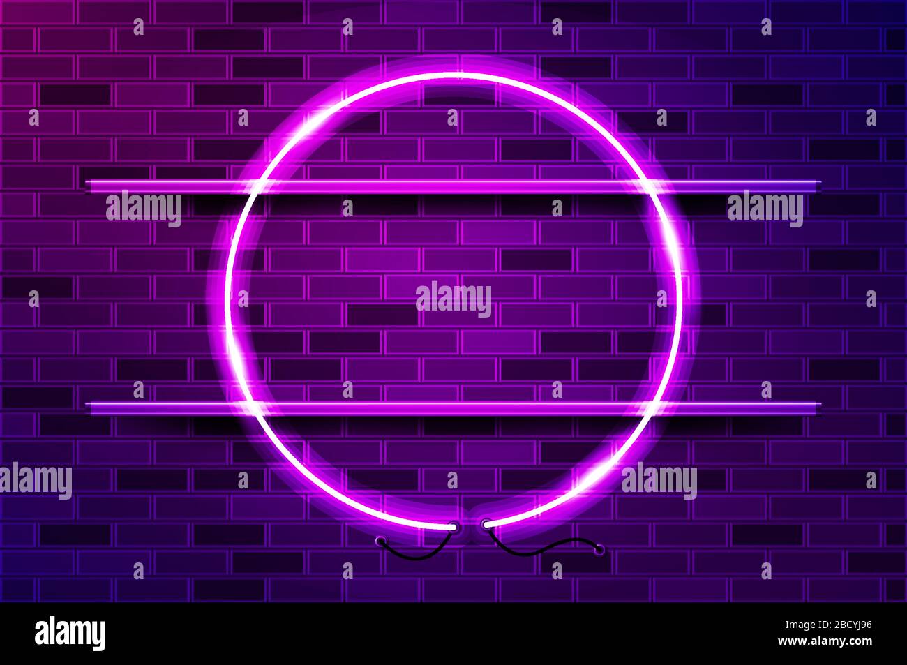 Circle frame glowing neon sign or LED strip light. Realistic vector ...