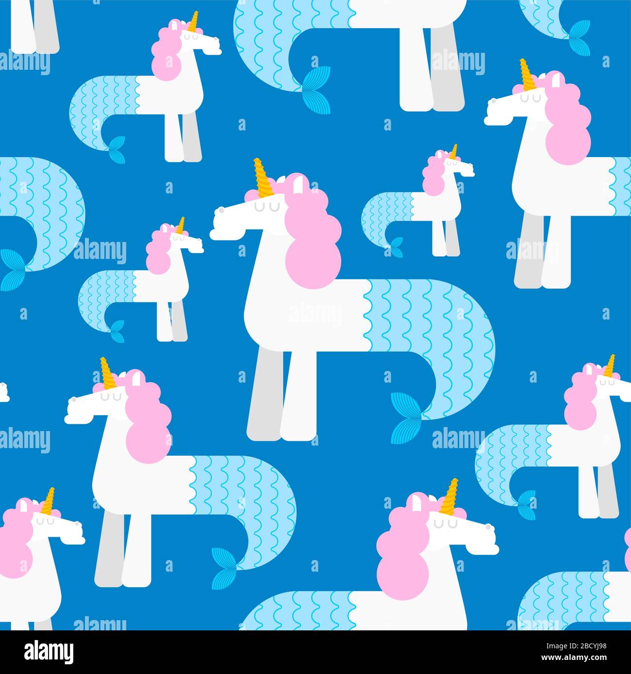 Water unicorn Hippocampus pattern seamless. Mythical animal background ...