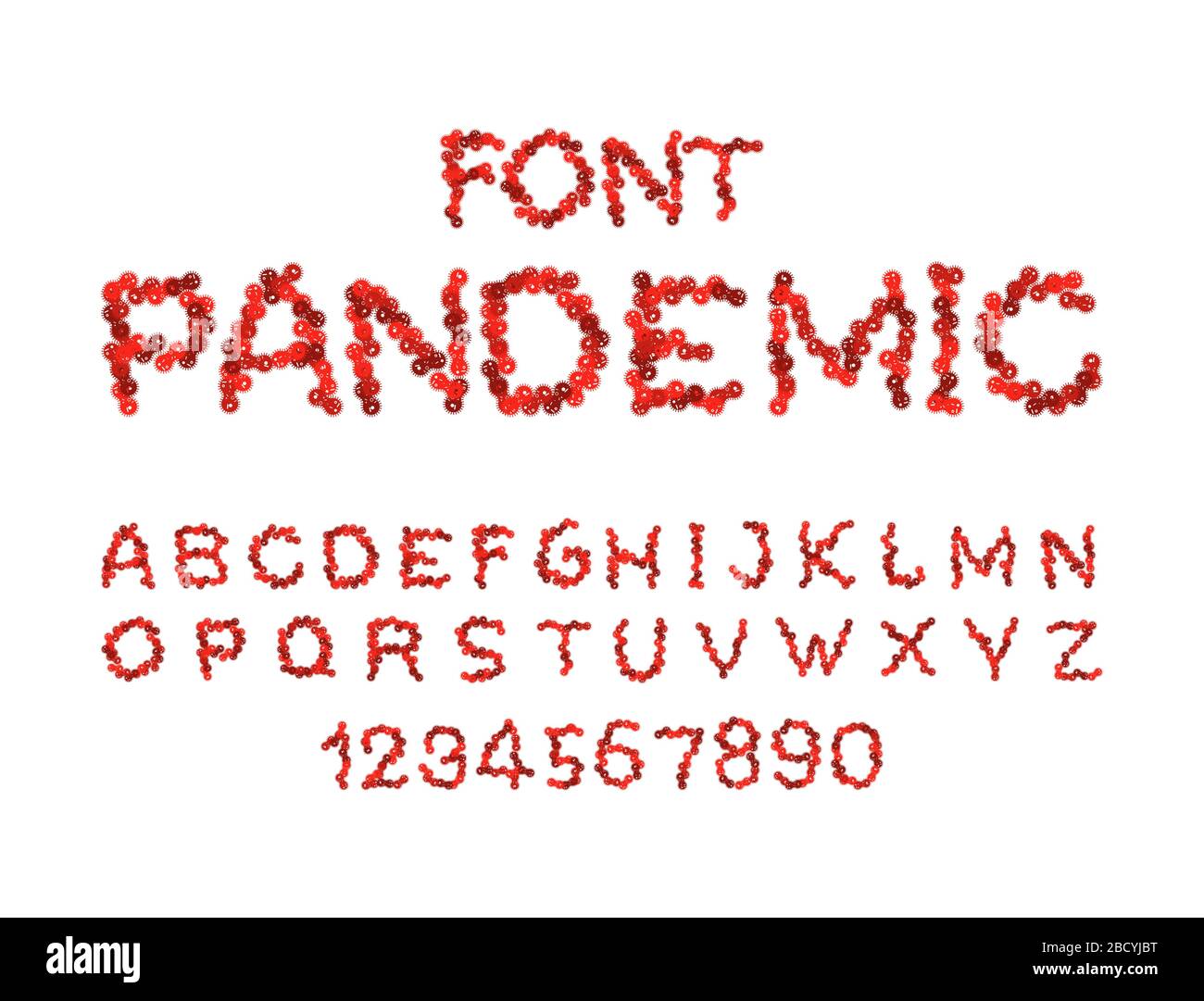 Pandemic Font. bacteria letter. Epidemic alphabet. Coronavirus ABC ...