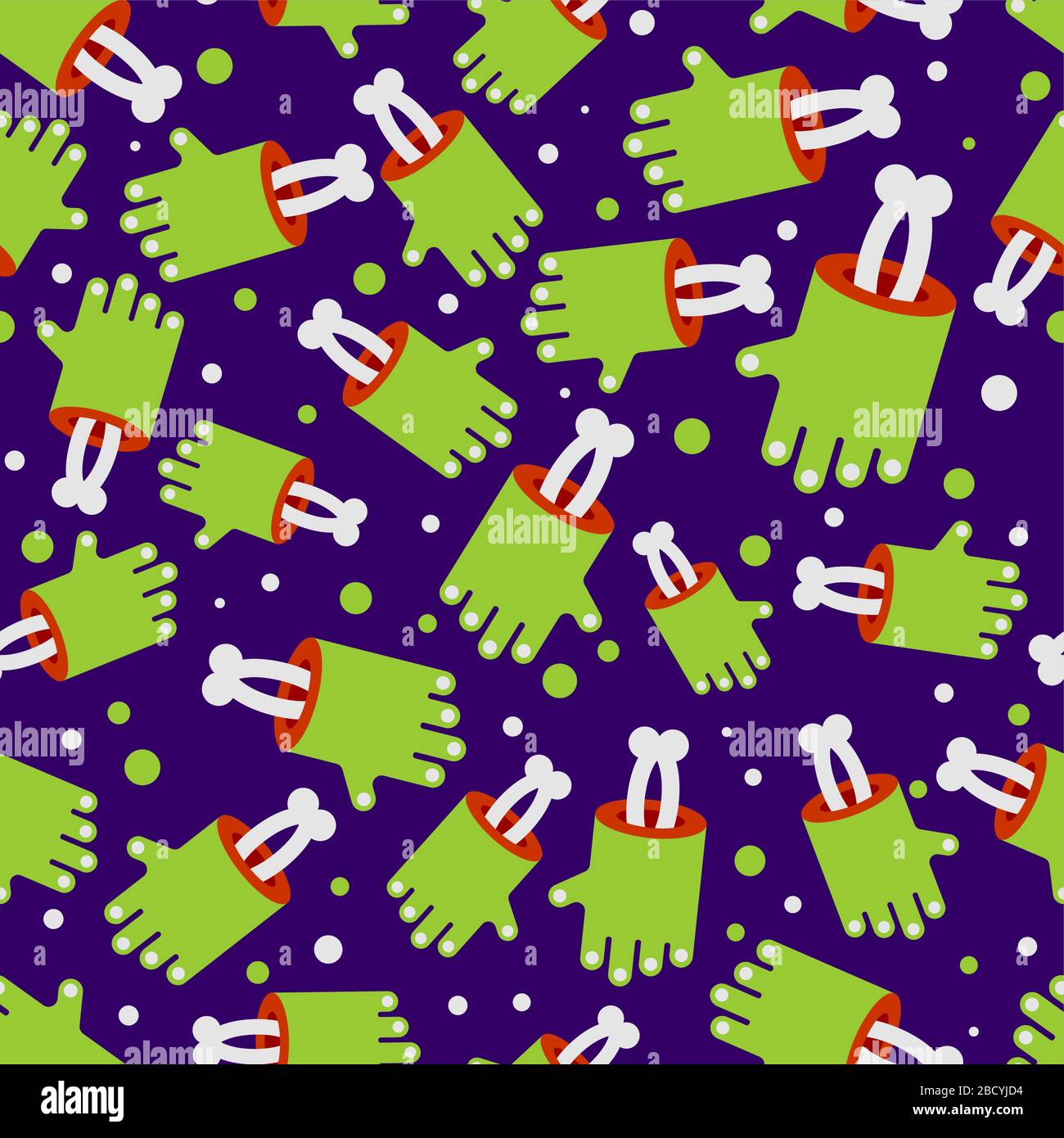 Zombie hand and bone pattern seamless. green arm of dead man background ...