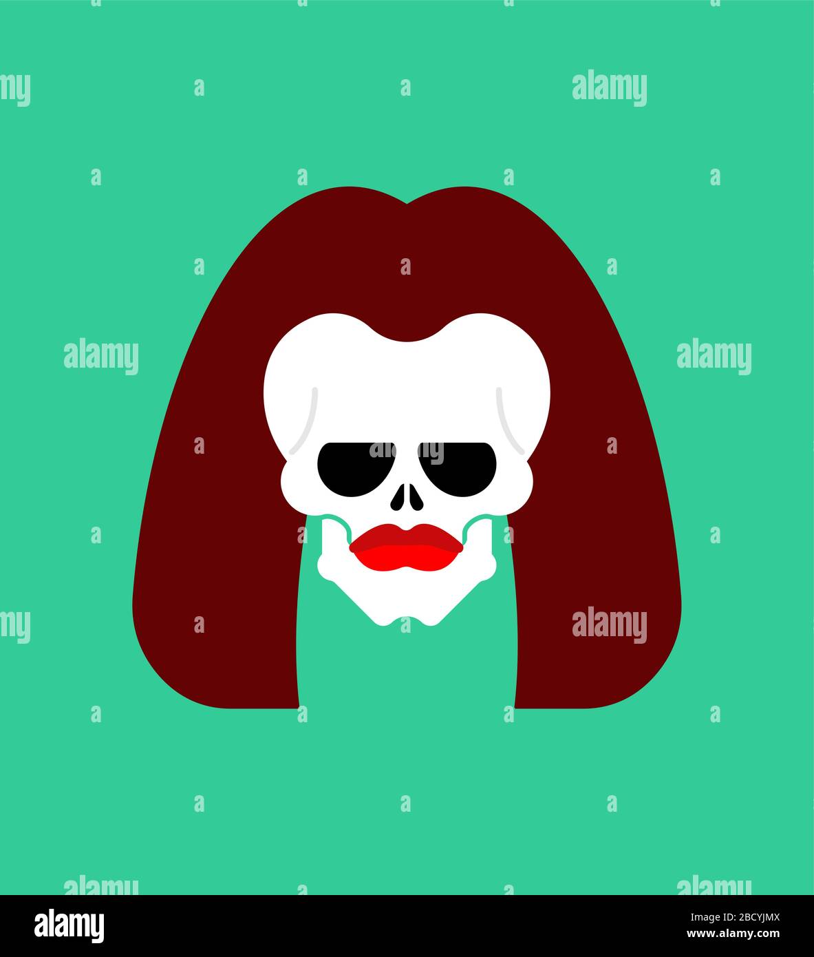 Female skull isolated. Woman skeleton head. vector illustration Stock ...