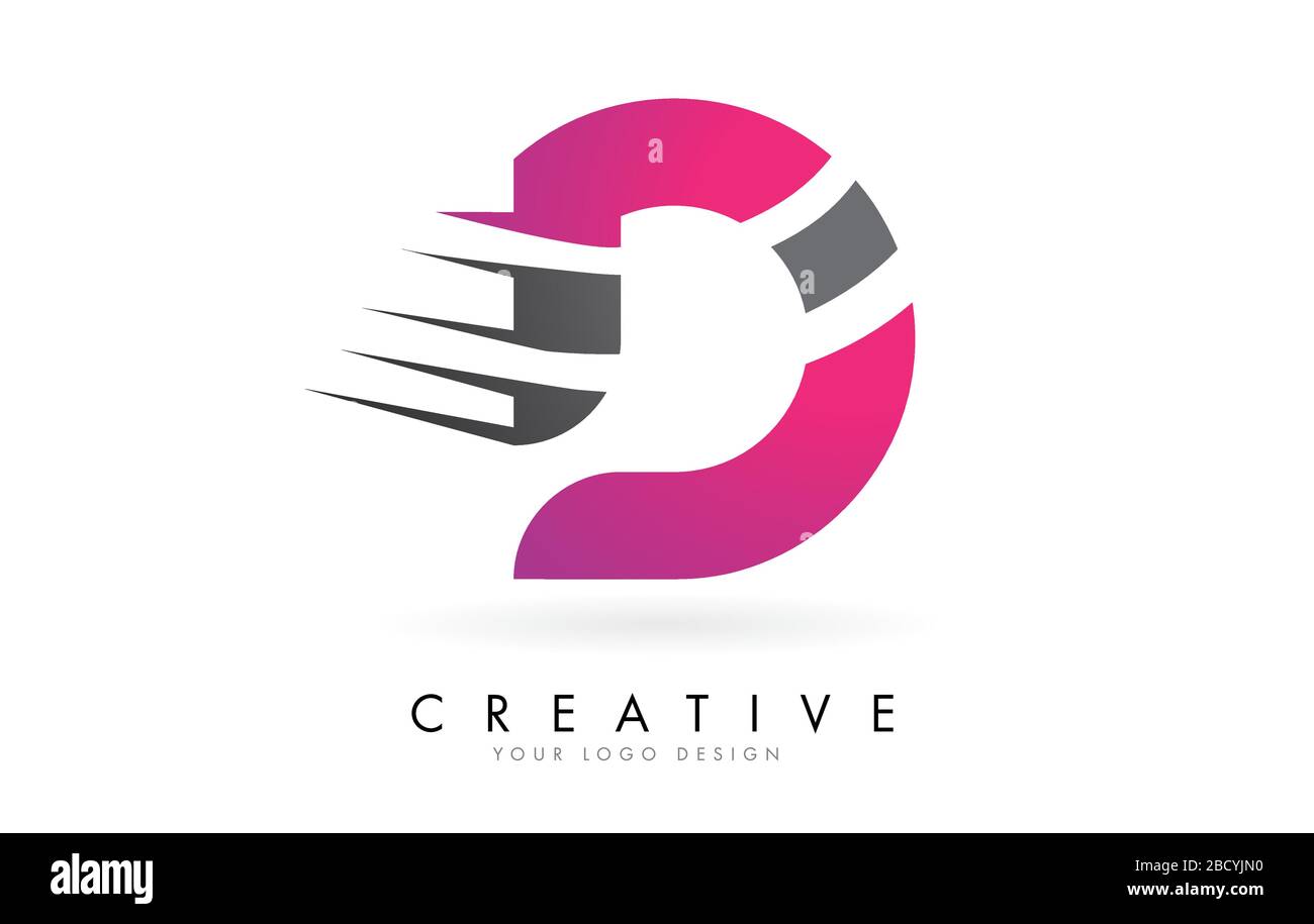 D Letter Logo with Pink and Grey Colorblock Design and Creative Cut ...