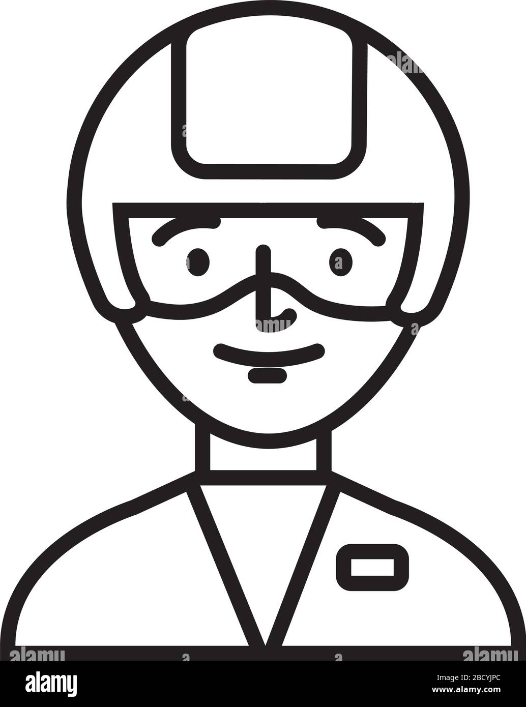delivery service worker with helmet line style icon Stock Vector Image ...