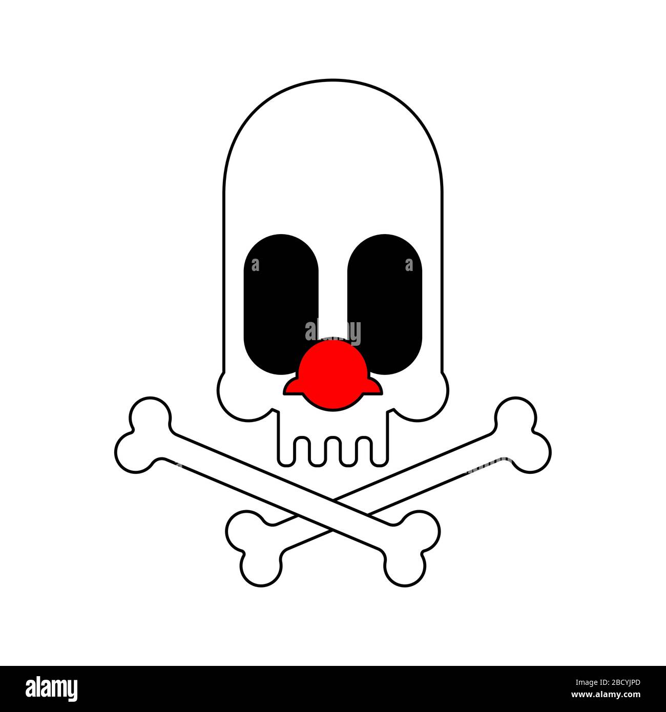Skull Clown and Bones. Horror Halloween vector illustration Stock ...