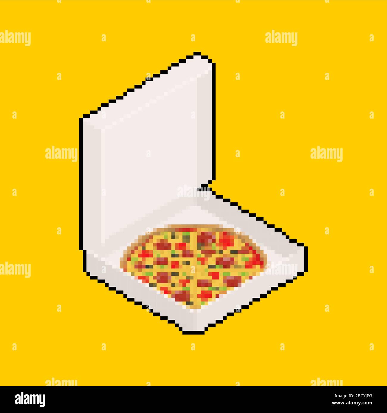 Pizza in box open pixel art. 8 bit Fastfood vector illustration Stock ...
