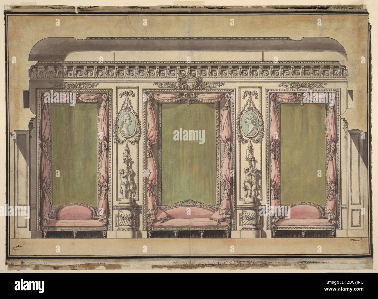 Wall Elevation for an Antechamber or Salon. Sheet depicts a wall with ...