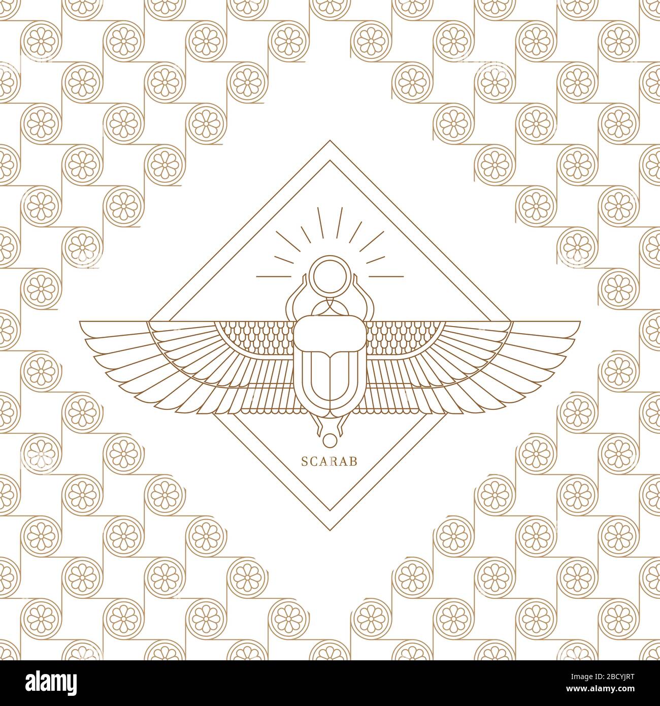 Vector illustration of the Egyptian scarab beetle, personifying the god ...
