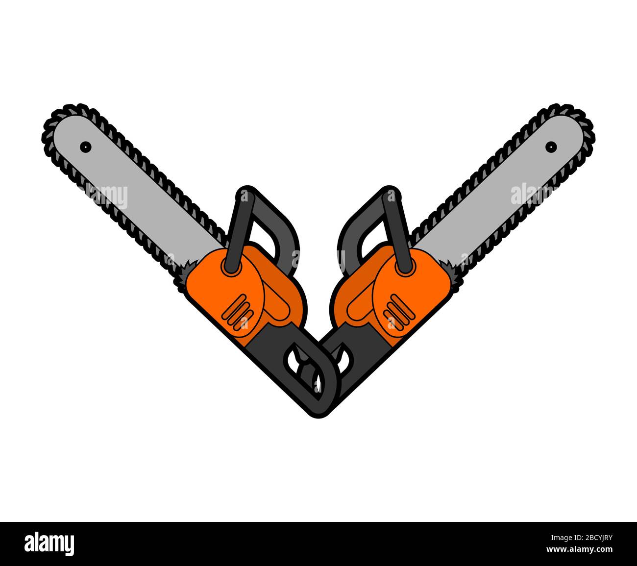 Crossed Chainsaws isolated. Tool woodcutter sign vector illustration ...