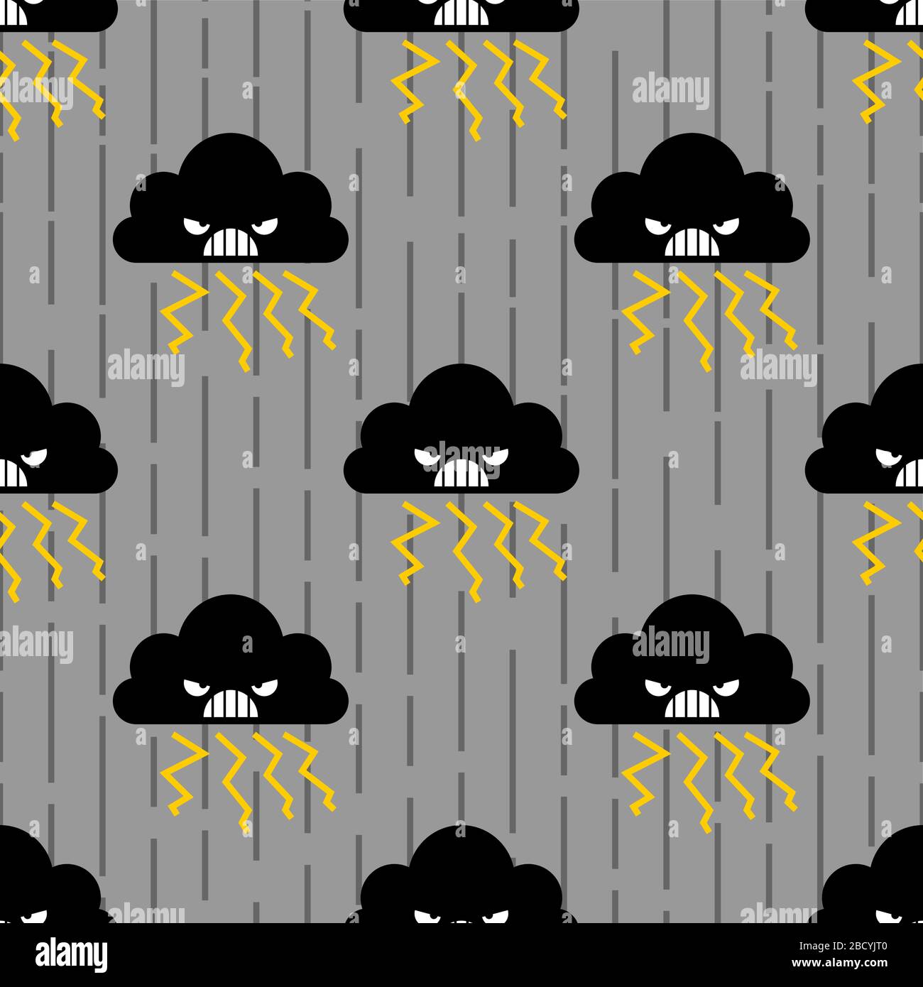 Angry cloud pattern seamless. Thunder and lightning background. Bad ...