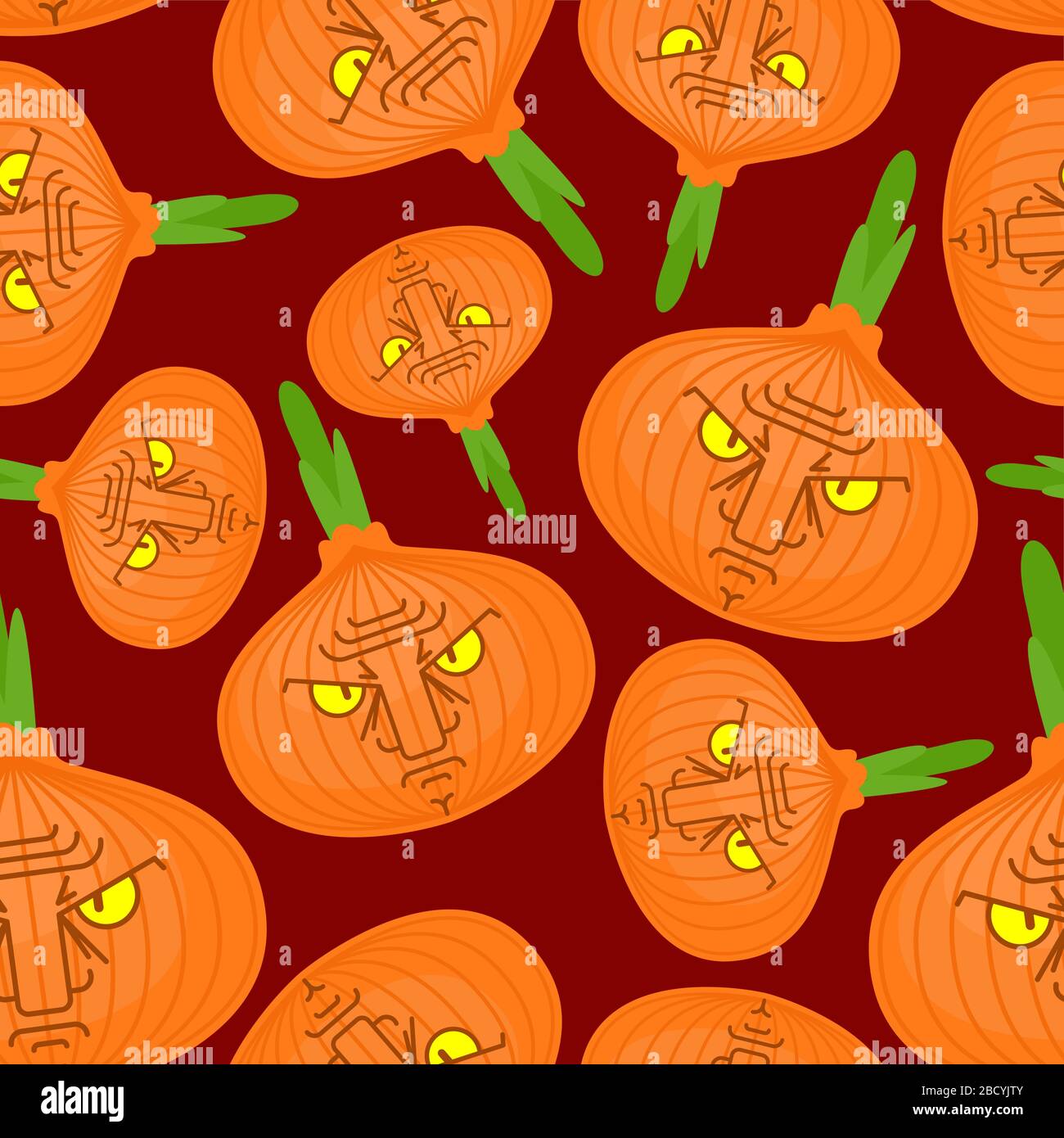 Angry onion pattern seamless. evil vegetable background. vector texture ...
