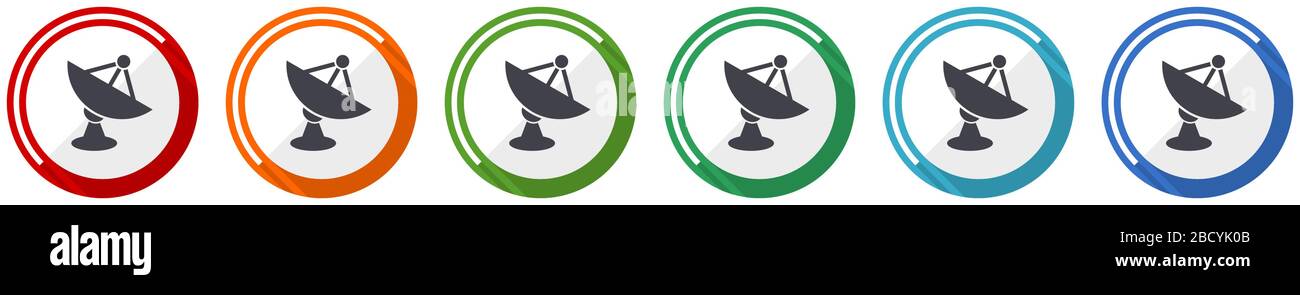 Antenna, satellite, dish, radar icon set, flat design vector ...