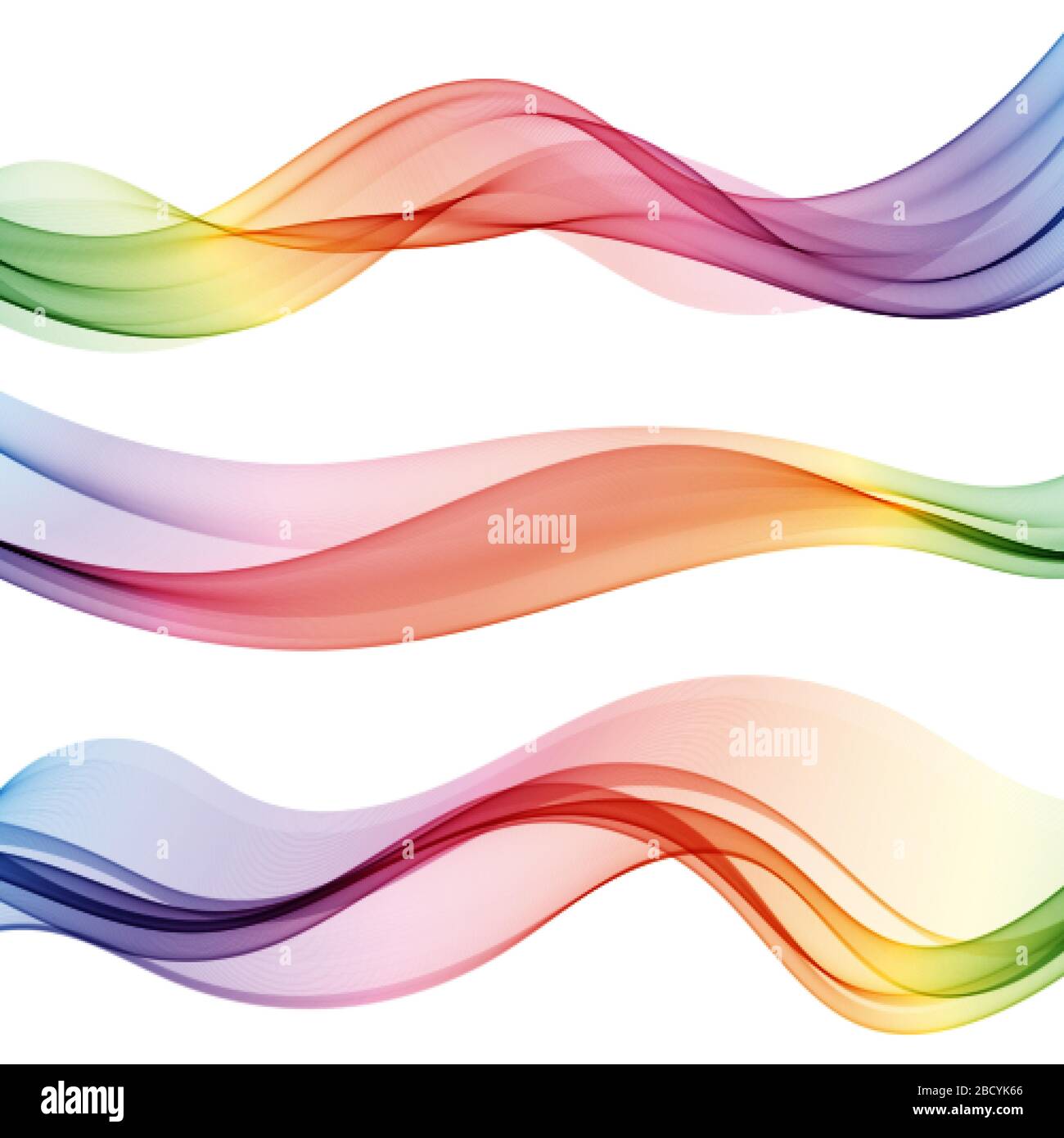 A set of transparent colorful waves.Abstract colour background waves ...