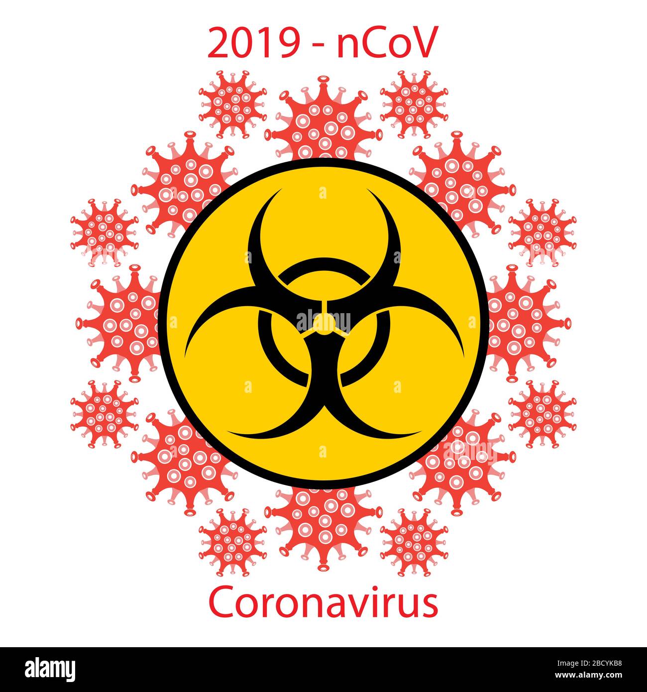 Stop Pandemic Novel Coronavirus Sign and Biohazard Logo on White ...
