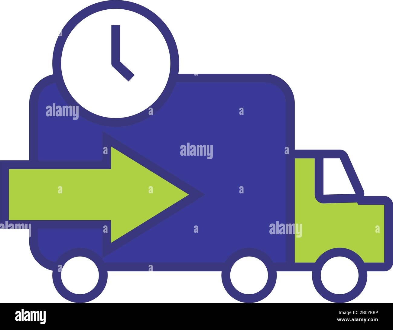 truck with time and arrow delivery service line and fill style icon ...