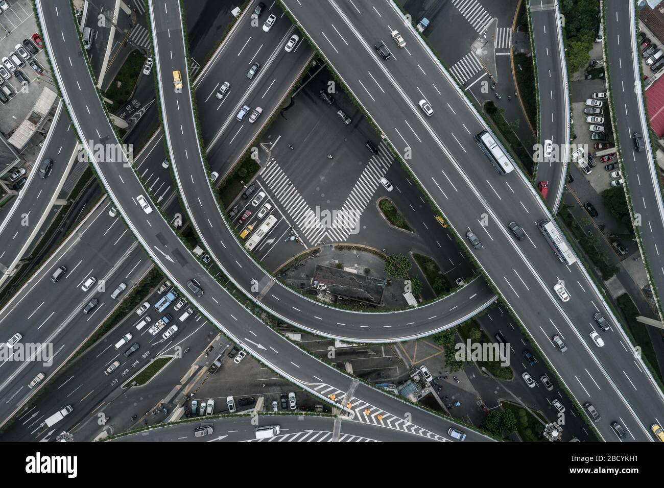 Aerial view of highway and overpass Stock Photo - Alamy
