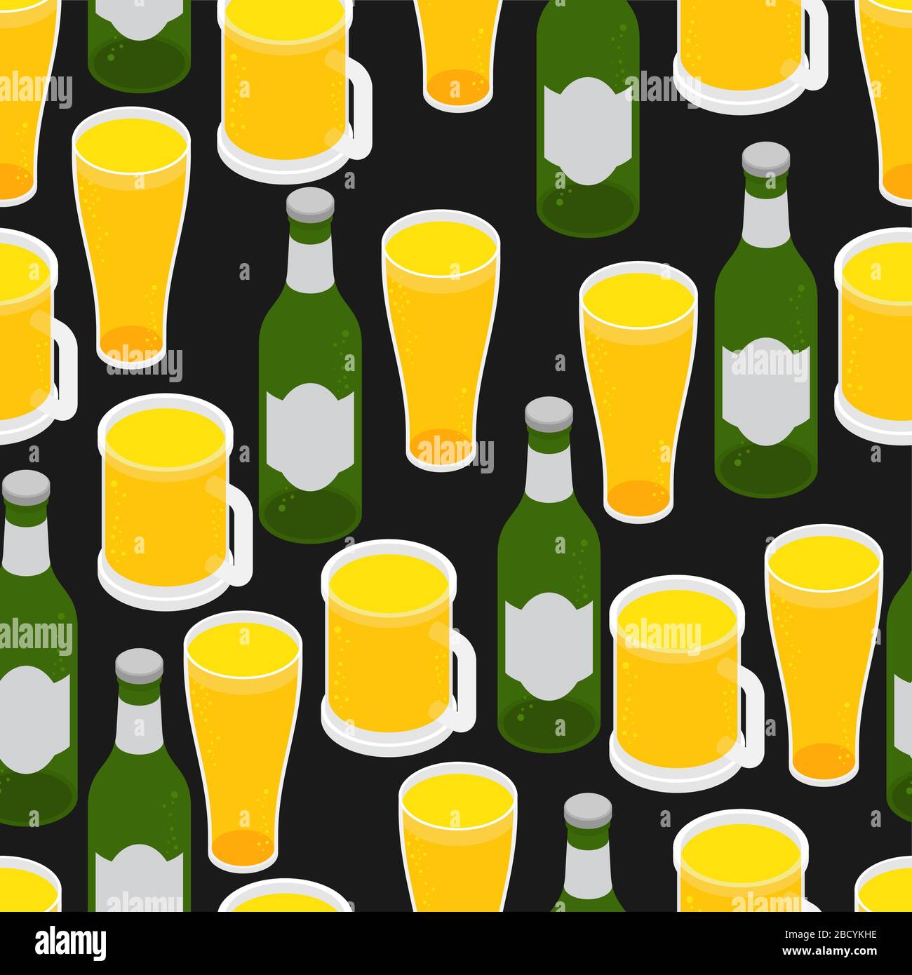 Beer pattern seamless. beer mug and bottle texture. vector background ...