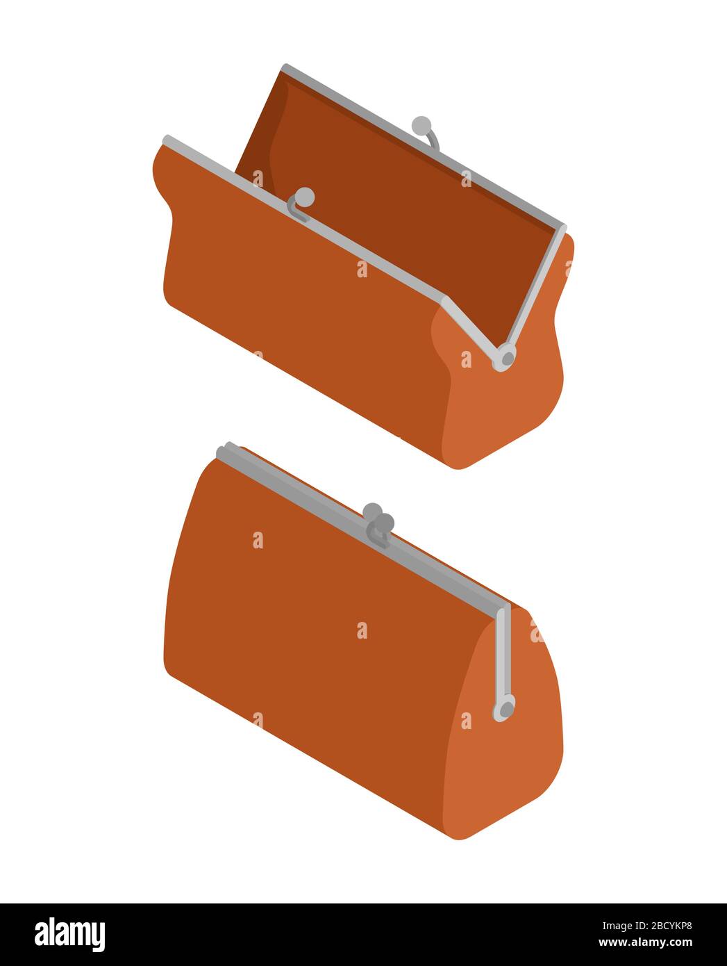 Set Retro Wallet open and Closed. Old purse. vector illustration Stock ...