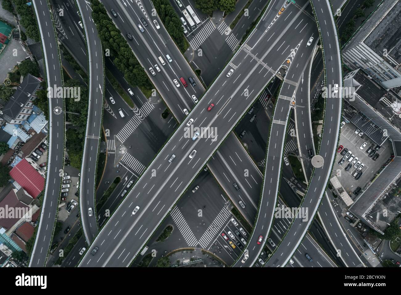 Aerial view of highway and overpass Stock Photo - Alamy