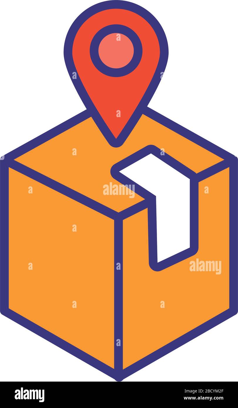 pin location with box delivery service line and fill style Stock Vector ...