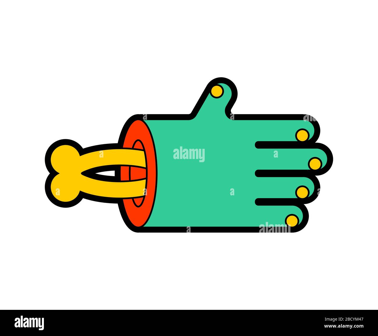 Zombie arm and bone isolated. green hand of dead man. vector ...